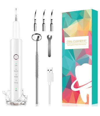 Oral Cleaner Kit RECHARGEABLE Plaque Remover Set/Stain Remover/LED- New ...