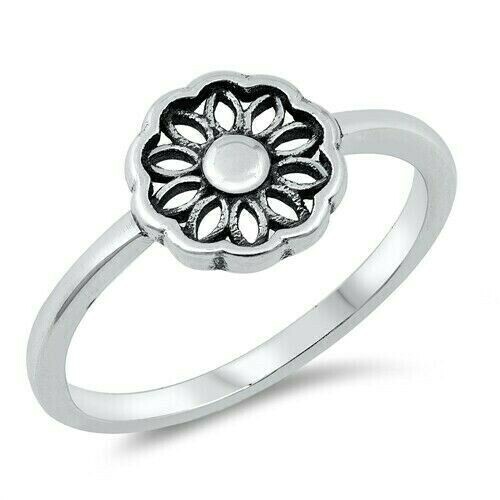 Ring Genuine Solid Sterling Silver 925 Oxidized Jewelry Face Height 9 ...