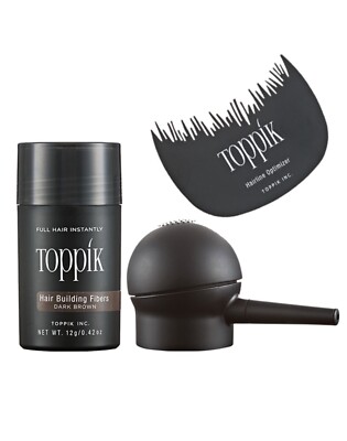 TOPPIK Hair Building Fibers Set 12g + Pump + Optimizer, Light Brown ...