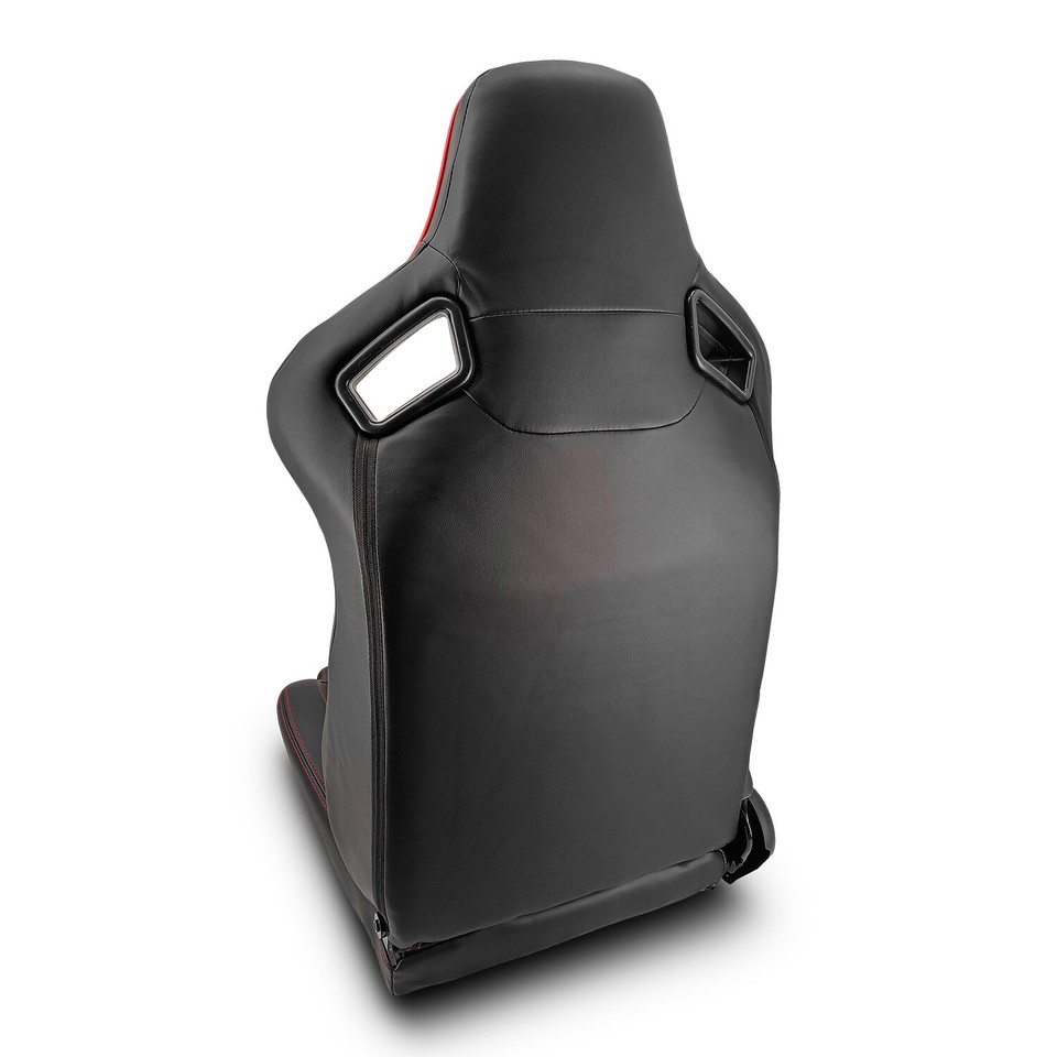 Black PVC Leather/Blue Strip/Red Stitch Left/Right Recaro Style Racing ...