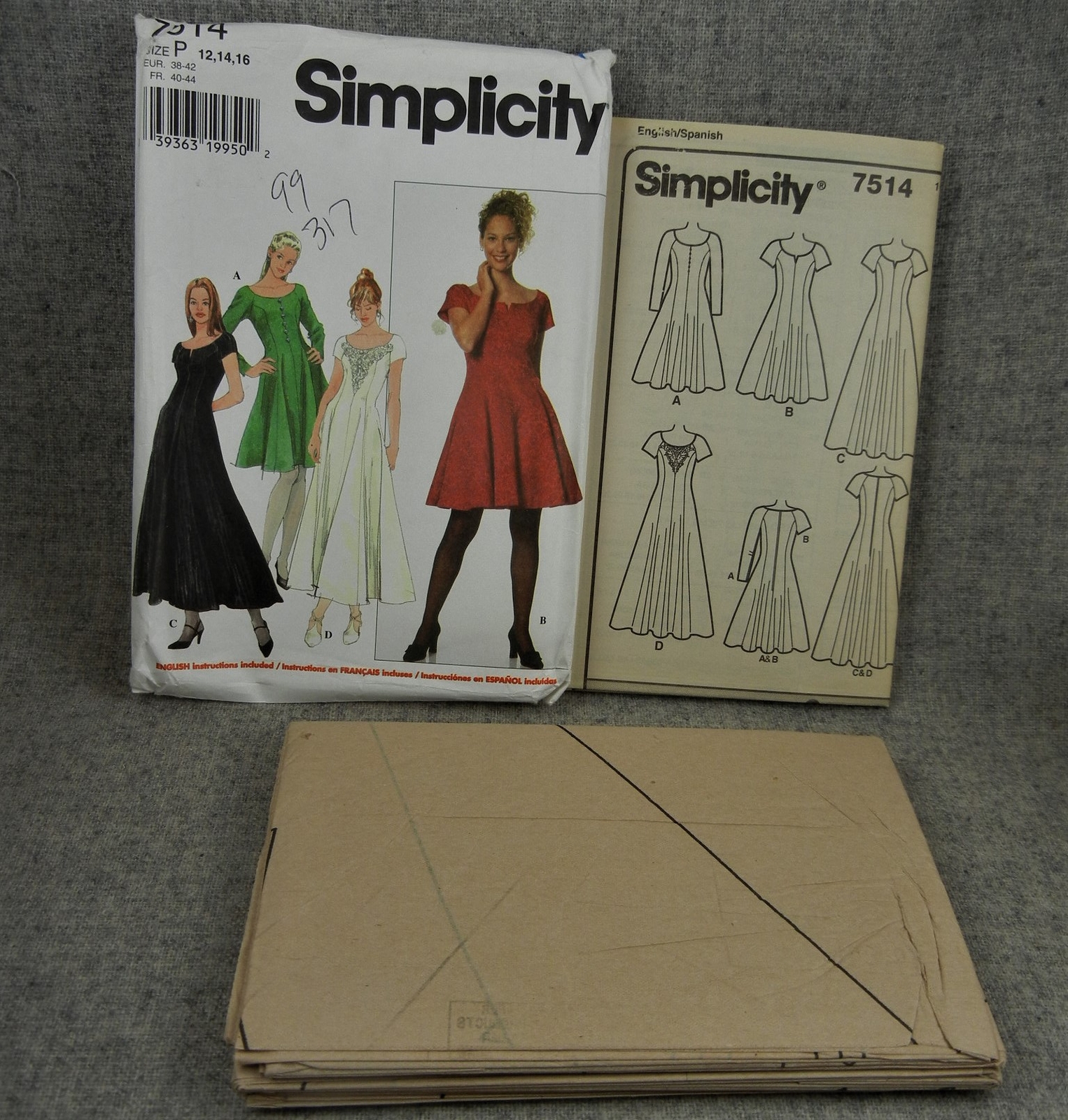 Simplicity 7514 Misses Miss Petite Dress lined raglan sleeves size 12 ...