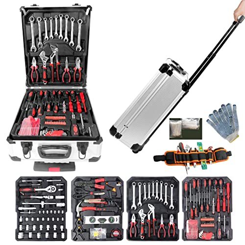 Tool Sets for Men, Tool Box with Tools, Tool Kit with Rolling Tool Box ...