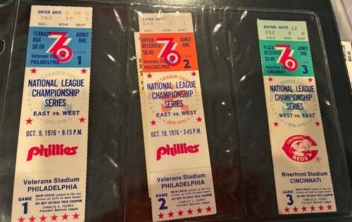 RARE:ALL (3) 1976 NLCS CINCINNATI REDS vs PHILADELPHIA PHILLIES MINT | eBay