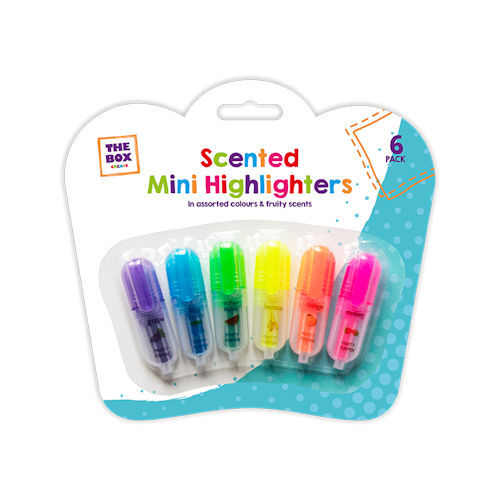 Scented Mini Highlighters - 6 Pack Bright Colours Kids Stationery Set ...