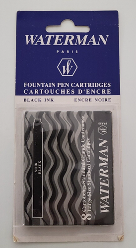 Waterman Fountain Pen Ink Cartridges Box of 8 Black Ink Made in France ...
