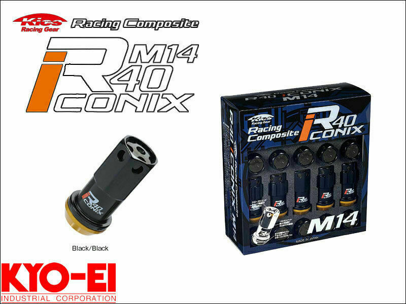 PROJECT KICS R40 ICONIX 14X1.5 20 PIECES BLACK LUG NUTS WITH CAP TUNER ...