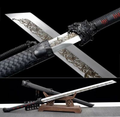 Sturdy Chinese Kung Fu Sword Sharp Spring Steel Blade Tiger Head Dao ...