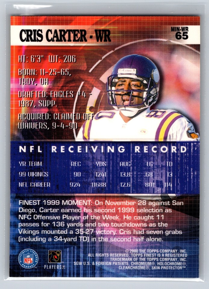 2000 Finest #65 Cris Carter 12a | eBay