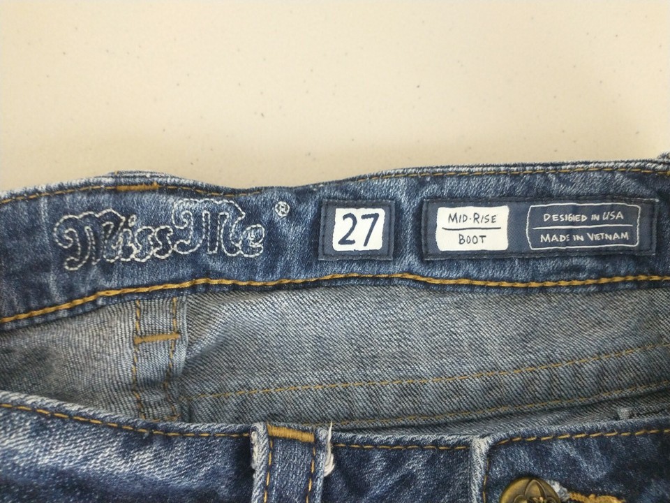 Miss Me Buckle Mid-Rise Bootcut Jeans Women's Size 27 (Actual 27x33 ...