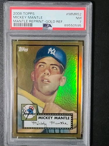 2008 TOPPS MICKEY MANTLE 52 TOPPS REPRINT GOLD REFRACTOR #MMR-52 PSA 7 ...