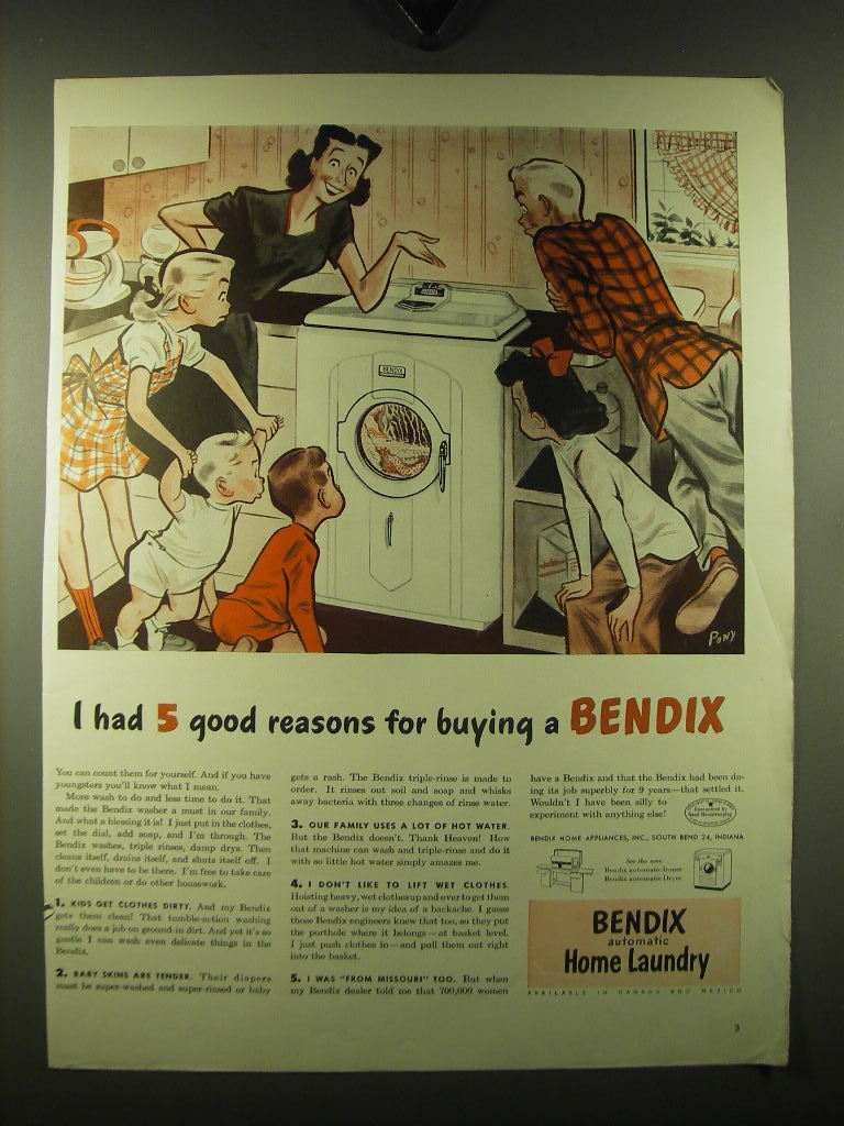1947 Bendix Automatic Home Laundry Ad - I had 5 good reasons for buying ...