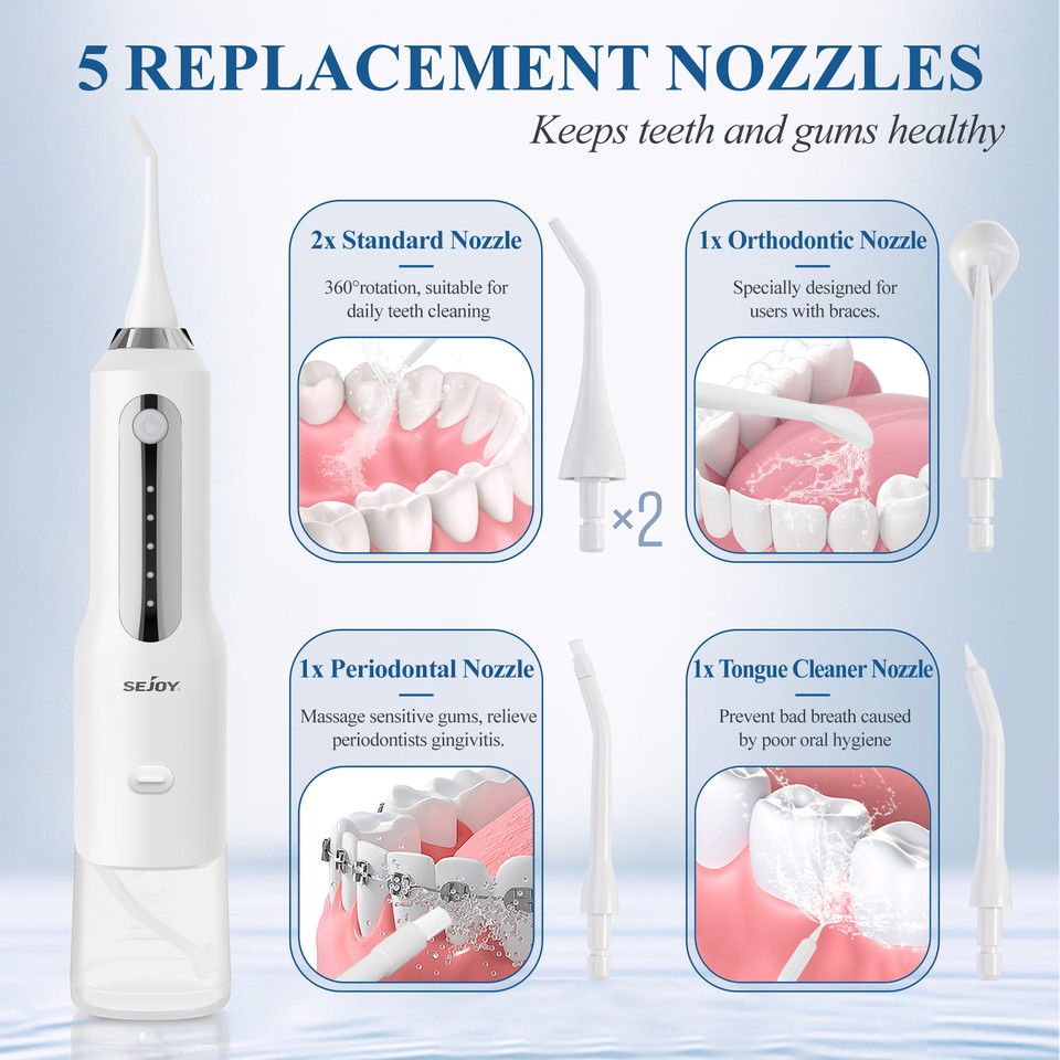 SEJOY Cordless Oral Teeth Irrigator Water Jet Dental Flosser 270ML ...