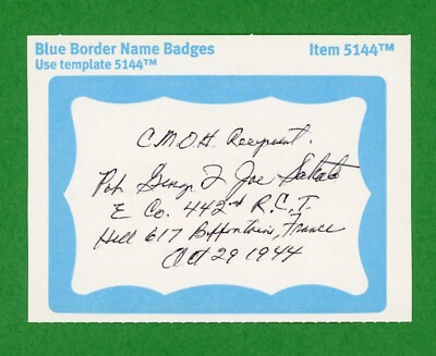 George Sakato DECEASED Medal of Honor CMOH Signed 2.4x3.4 Bookplate ...