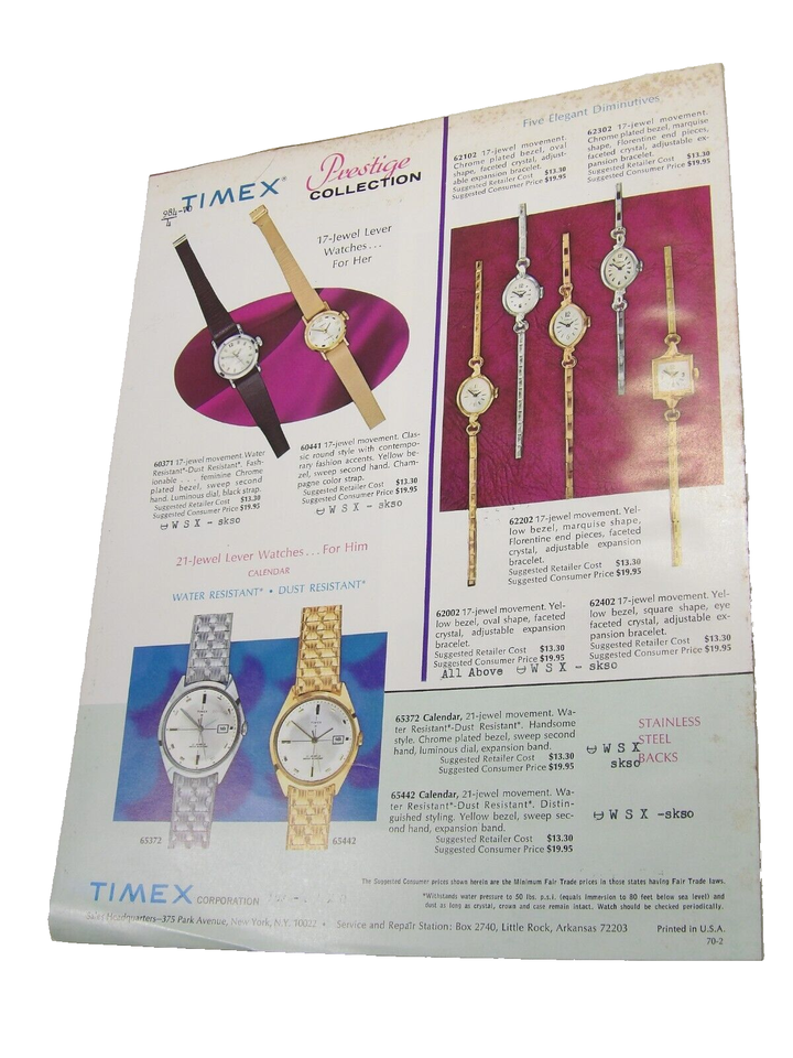 Vtg 1970 Timex Electronic Wrist Watch Ad Ladies Mens Electric Fold-Out ...