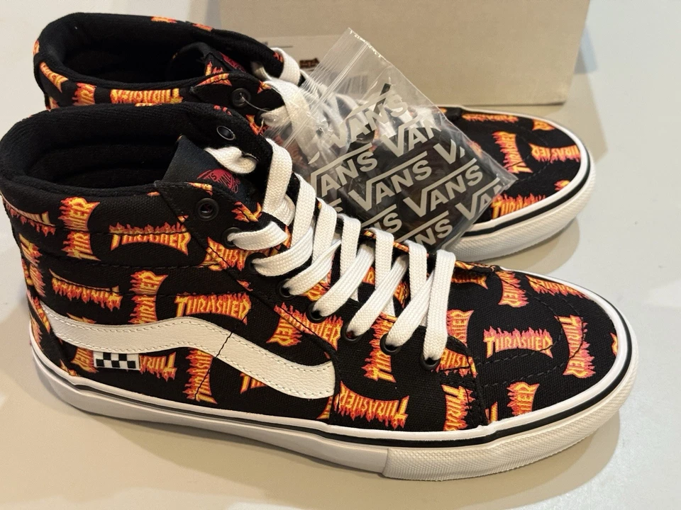 Thrasher x Vans Skate Sk8- High Allover Thrasher Logo for sale | eBay