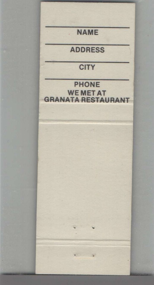 Matchbook Cover - Pizza Place Granata Restaurant King Of Pizza Berkeley ...
