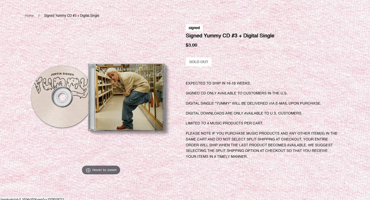 Justin Bieber SIGNED Autographed Yummy Full Set CD 1-4 Tape Justin Bieber SIGNED Autographed Yummy Full Set CD 1-4 Tape