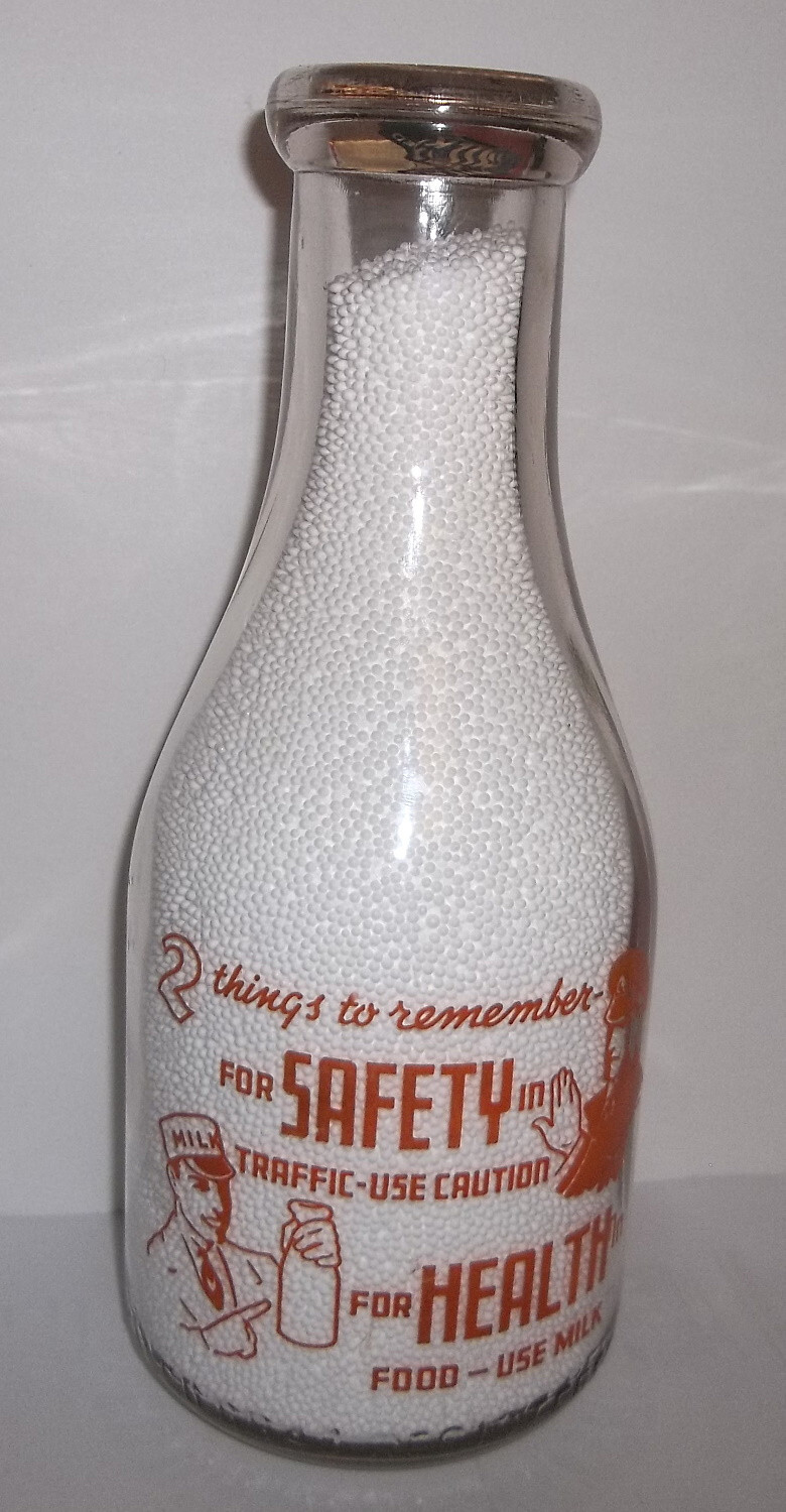 Clover Dale Milk Erie PA. Orange Pyro Quart Milk Bottle 2 Things To ...