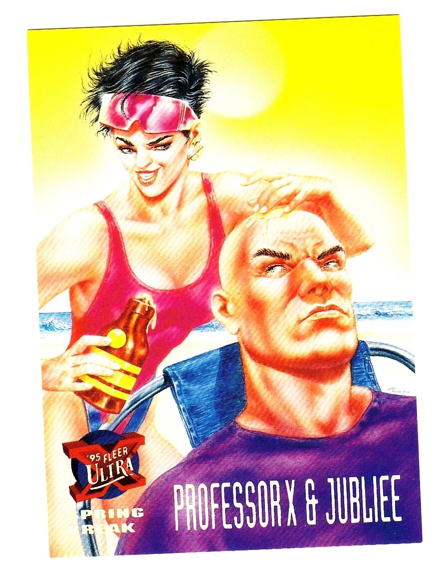 95 FLEER ULTRA X-MEN BASE CARD 144 SPRING BREAK PROFESSOR X & JUBILEE ...