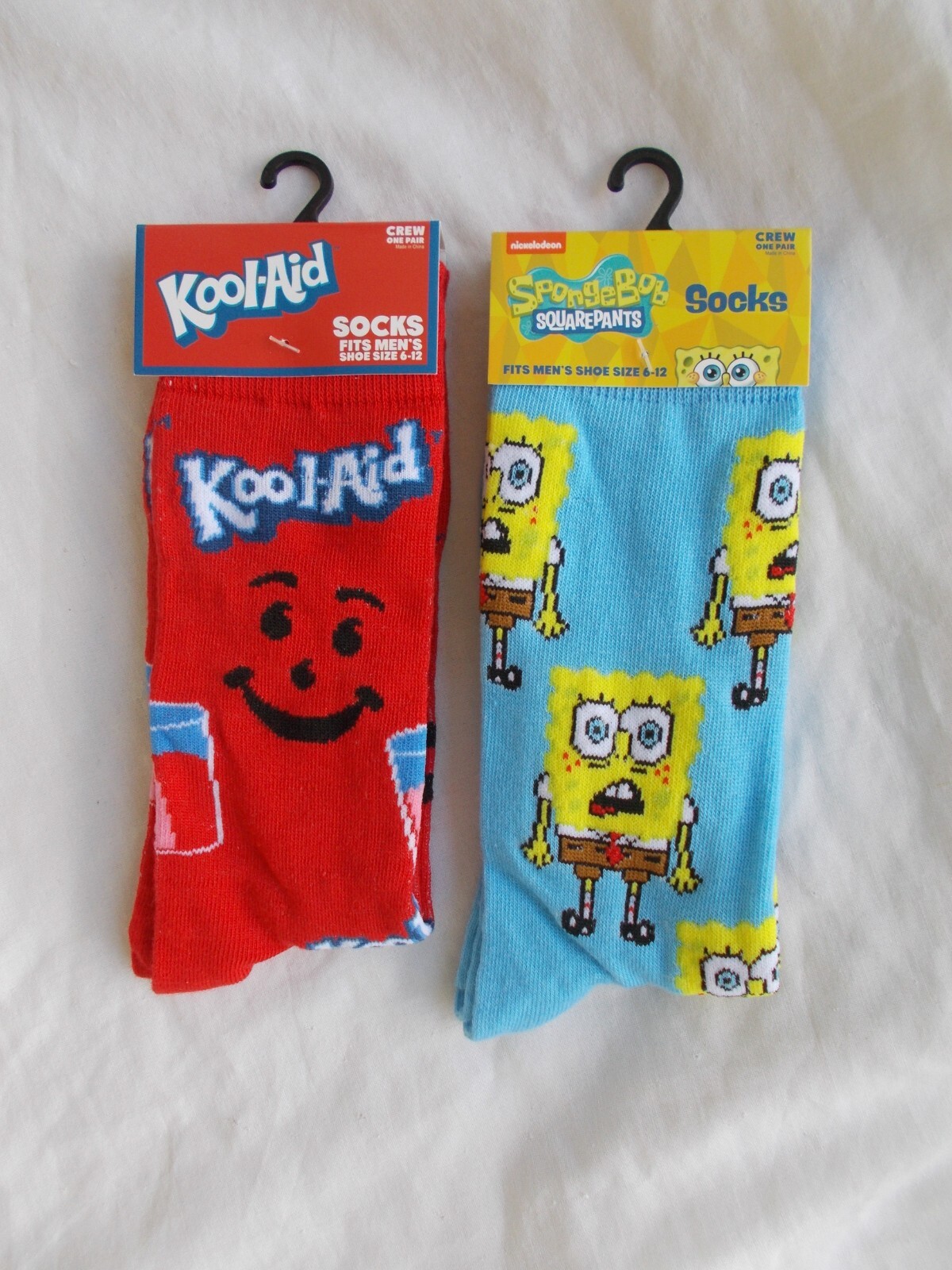 SPONGEBOB SQUAREPANTS & KOOL-AID Novelty SOCKS-2 PAIR-Fits Mens Sz 6-12 ...