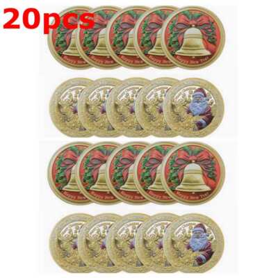 20pcs Merry Christmas Happy New Year Coin Colorful Embossed Challenge ...