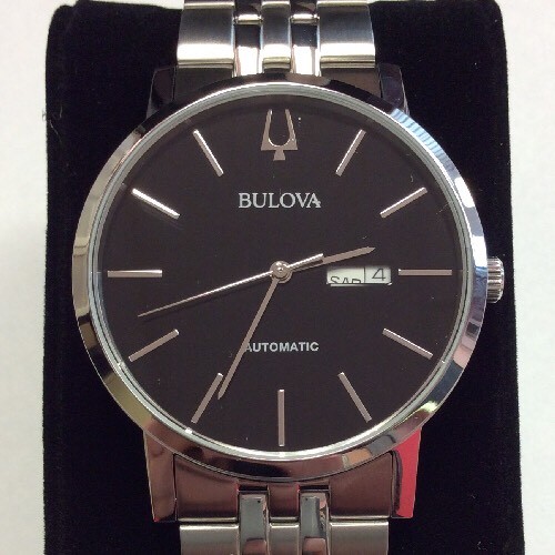 Bulova 96C132 Classic Stainless Steel Black Dial Men's Wristwatch for ...