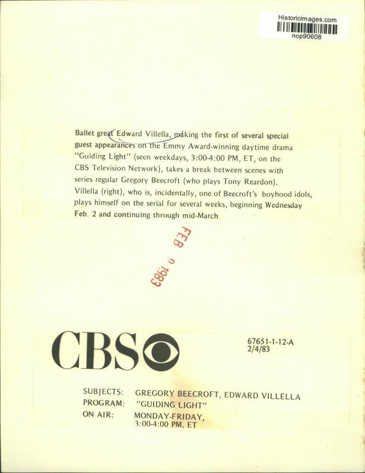 1983 Press Photo Gregory Beecroft and Edward Villella in "Guiding Light ...