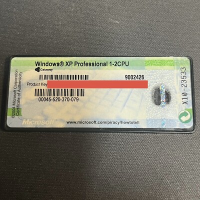 Windows Xp Pro COA KEY Gateway Computer | eBay