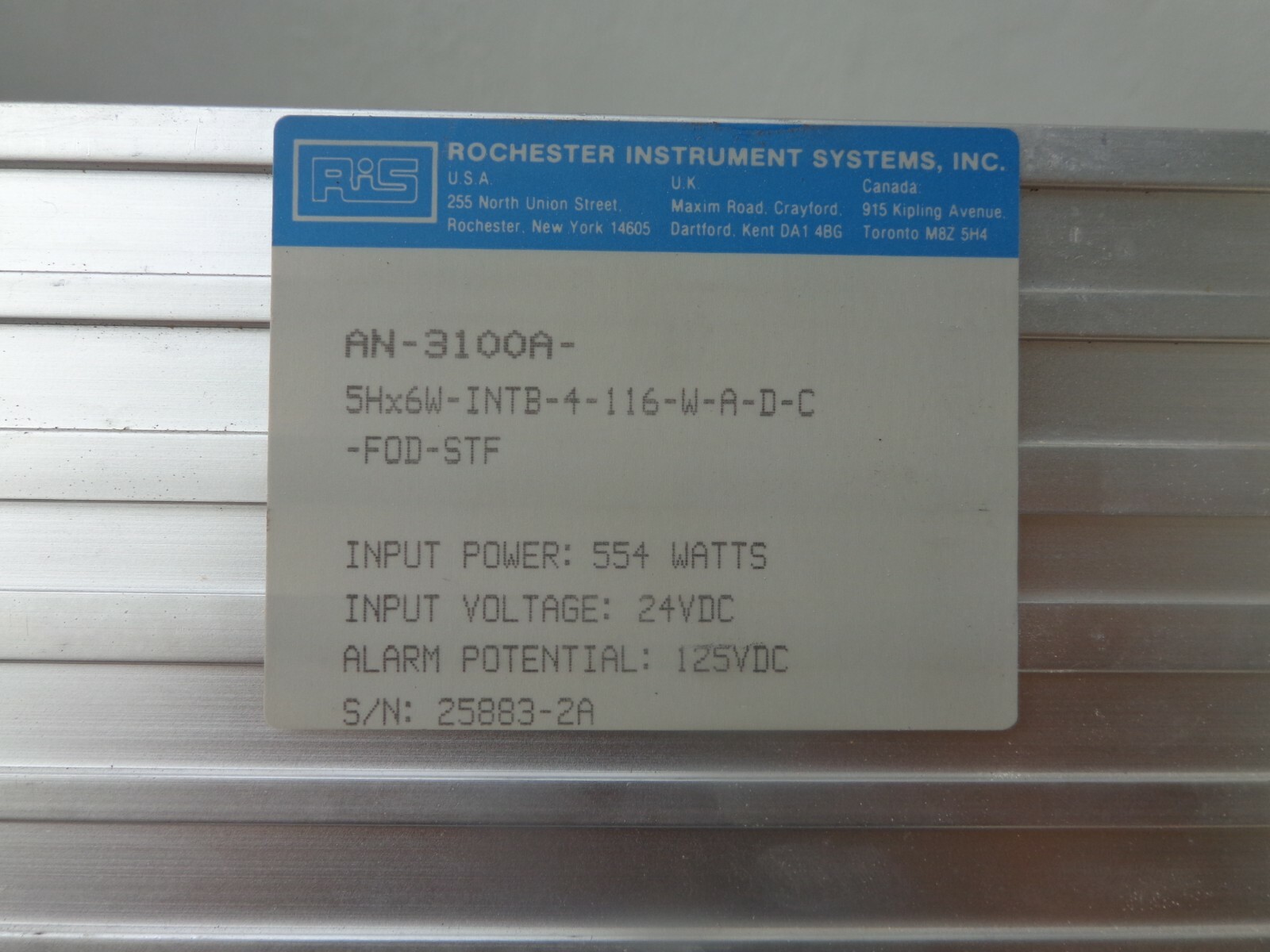 Rochester Instrument Systems Ametek Artwork RIS 1051-769 Cluster Array ...