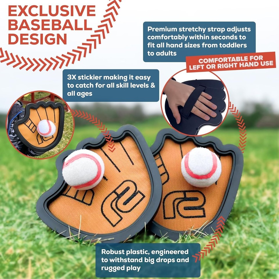 Toss & Catch Ball Game Set Easy to Use Sticky Balls & Beginner Baseball ...