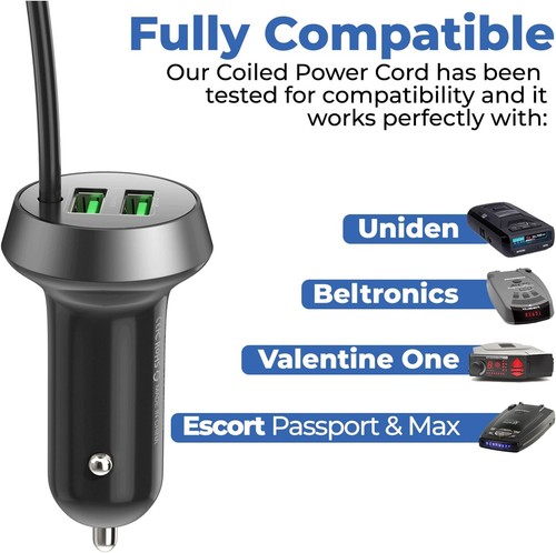 Radar Detector Power Cord with Dual USB Charger Ports - Replacement ...