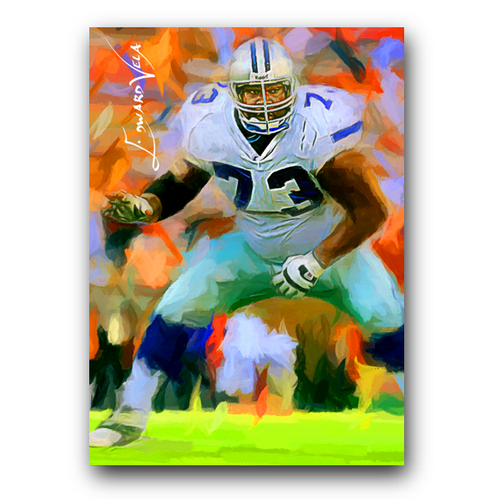 Larry Allen Art Card Limited 73/100 Edward Vela Signed (Dallas Cowboys ...