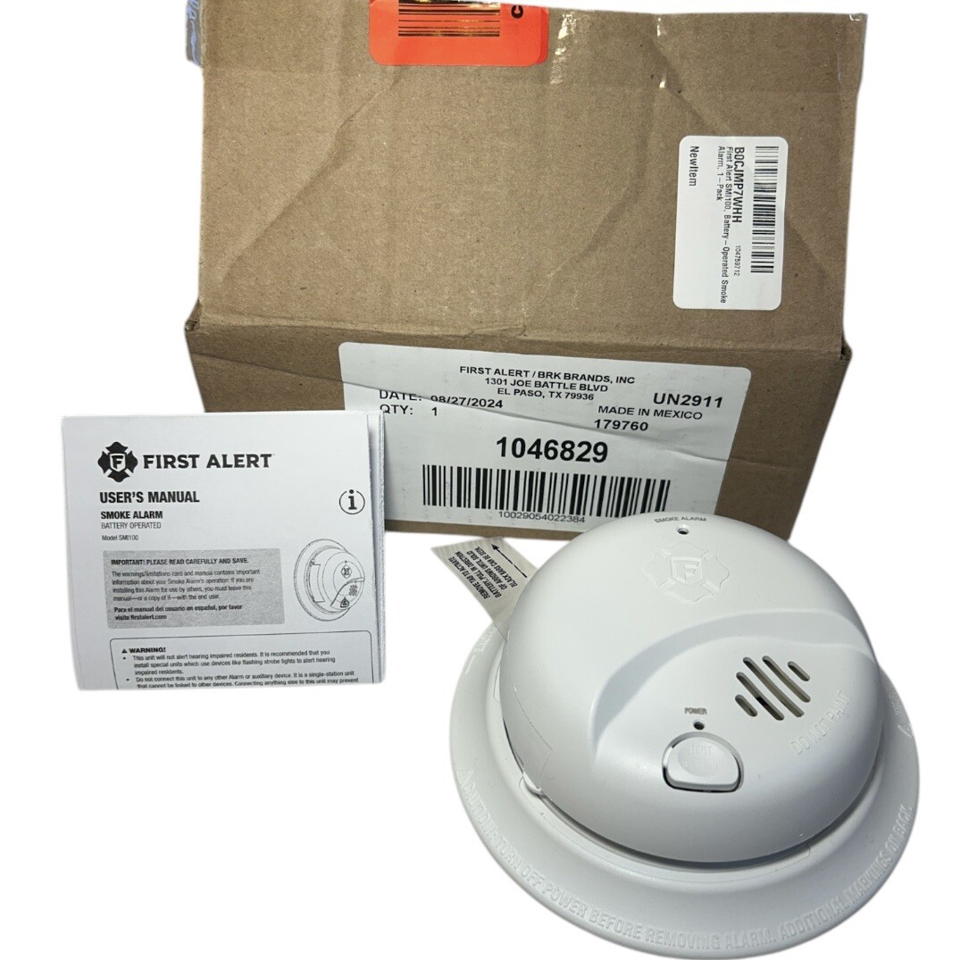 First Alert 9120B/ SMI100-AC Smoke Detector & Alarm, AC Powered Battery ...