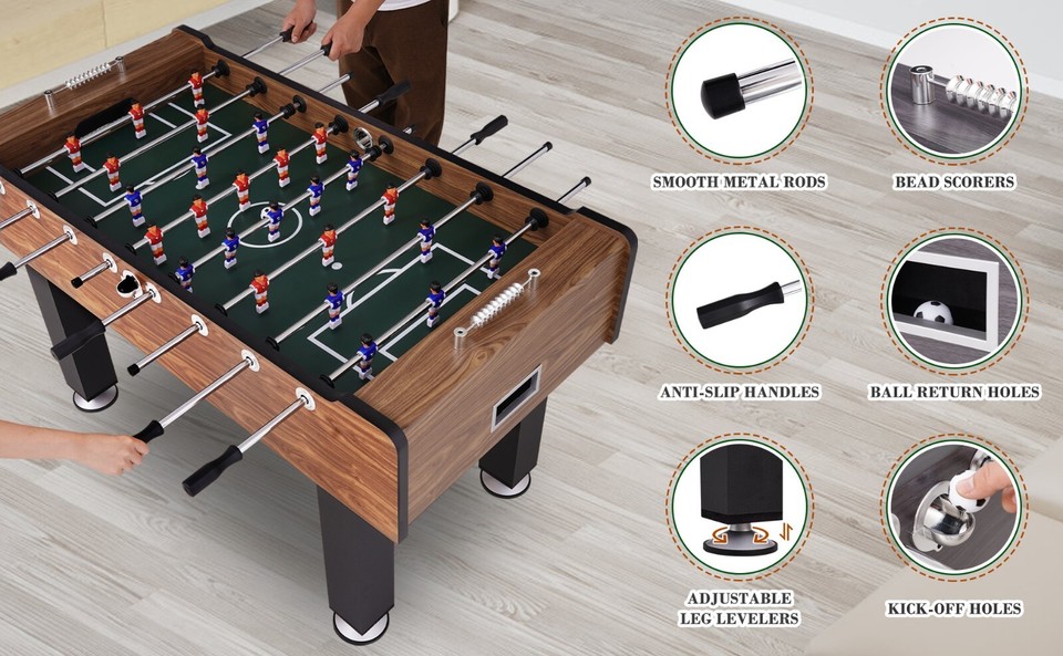 58" Furniture Foosball Soccer Table Arcade Game Room Kid Adult Leg ...