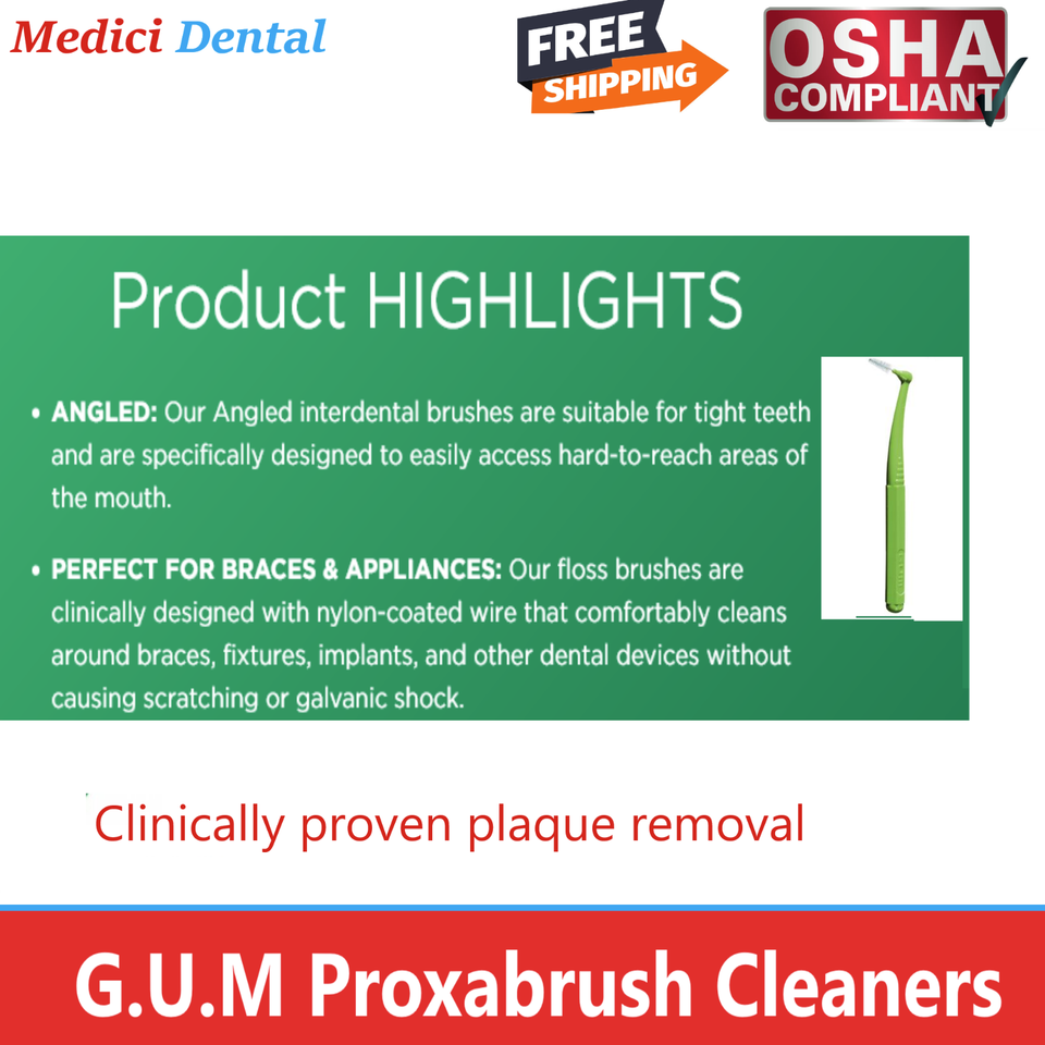 GUM Proxabrush Go-Betweens - Angled Interdental Brushes, Brush Braces ...