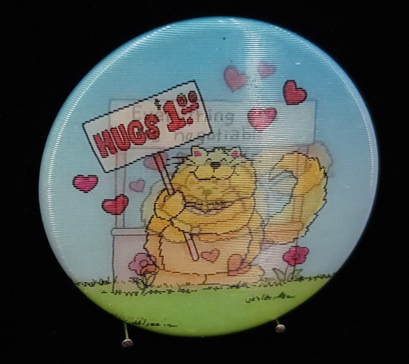 Russ Berrie Dual Image Pinback Button Hugs $1 Everything Else Is ...