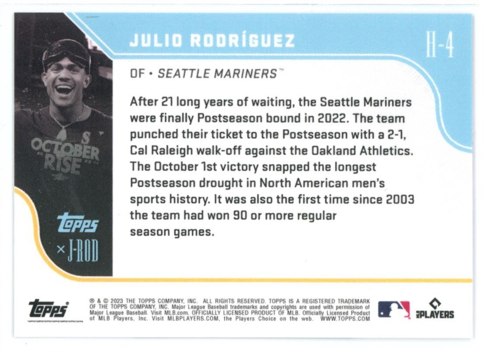 2023 Topps X J-Rod Career Highlights Julio Rodriguez Seattle Mariners # ...