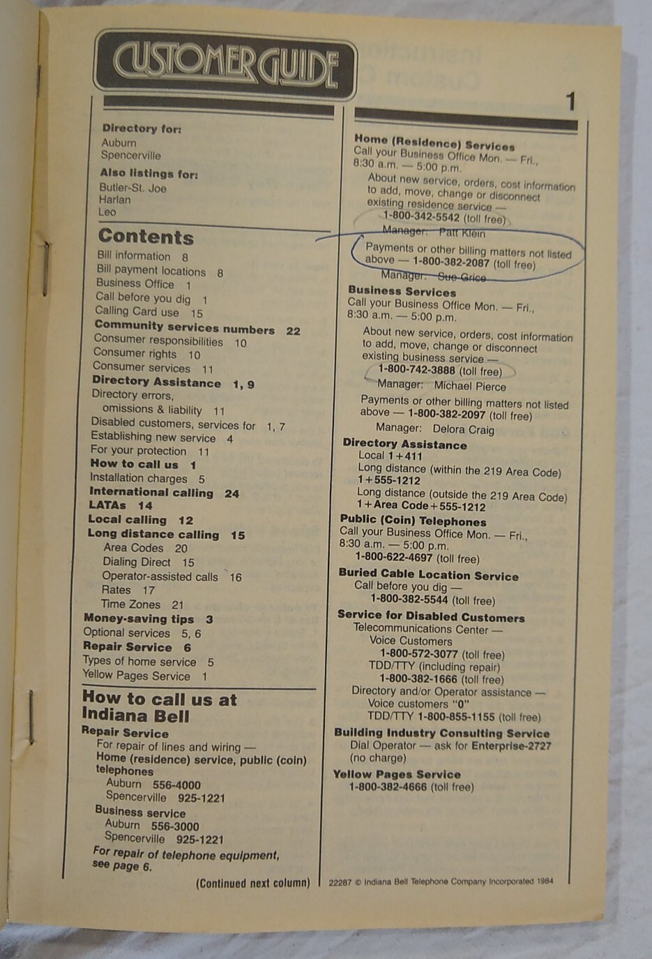 Vtg 1984 AUBURN SPENCERVILLE AREA Telephone Directory YELLOW PAGE ads ...