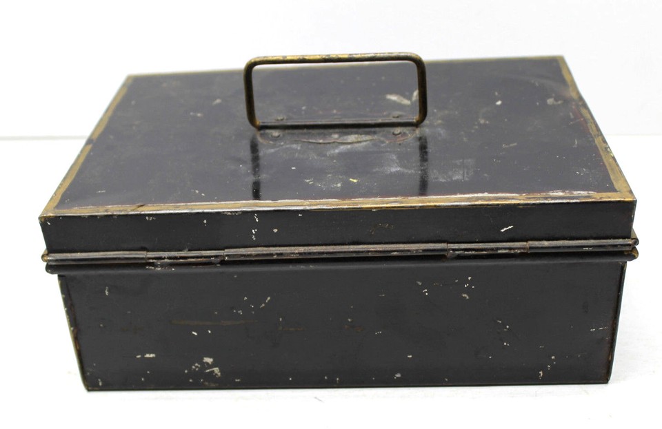 Antique Kreamer (?) Metal Tin Spice Lock Box +6 Tins+Grater+Spices ...