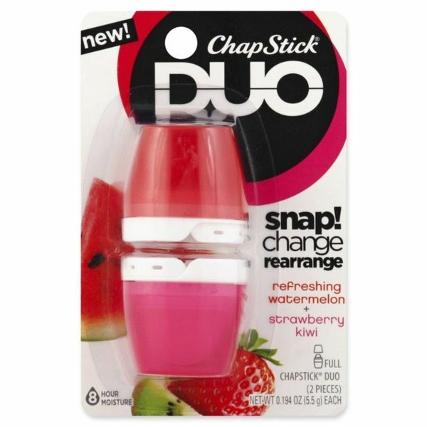 ChapStick Duo Watermelon and Strawberry Kiwi Flavor Snap Lip Balm for ...