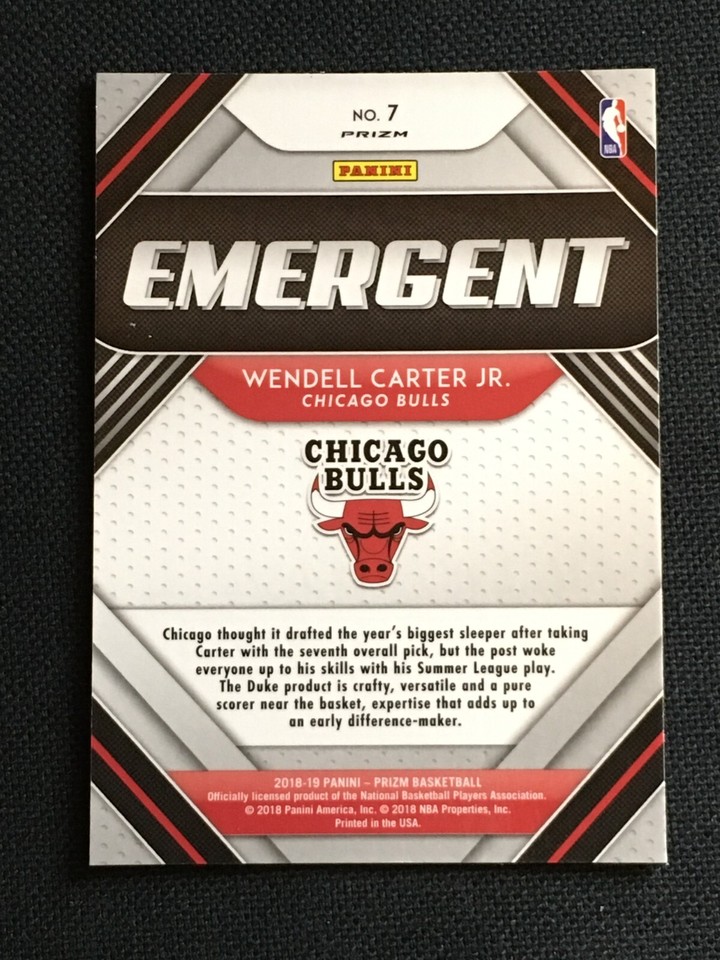 2018-19 Panini Prizm Emergent Prizms Silver #7 Wendell Carter Jr ...