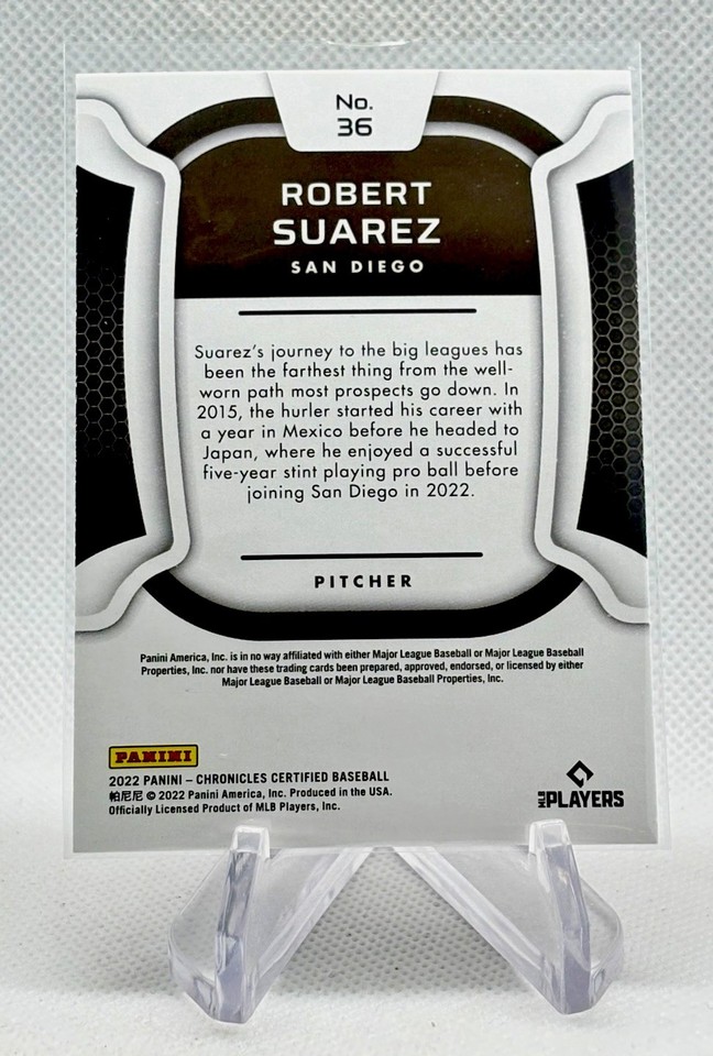 2022 Panini Chronicles Certified Robert Suarez Rookie Card #36 - Padres ...