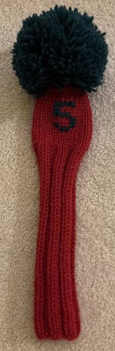 Jan Craig Headcover~NO TAG~5 Wood~Fairway~Pom Knit~Red~Teal Green~Golf ...