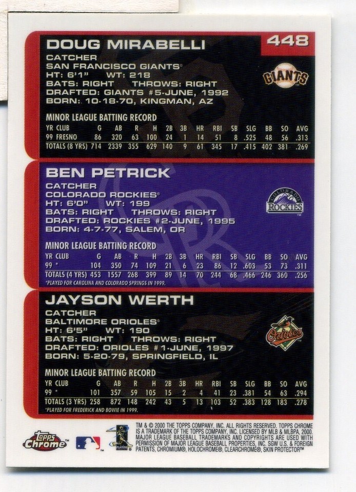 2000 Topps - Prospects Home Team Advantage #448 Jayson Werth, Doug ...