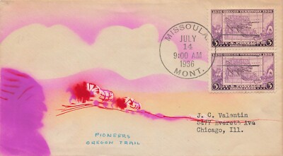 US 783 Pair M-22 Risko Art Hand Painted FDC Oregon Trail Montana | eBay