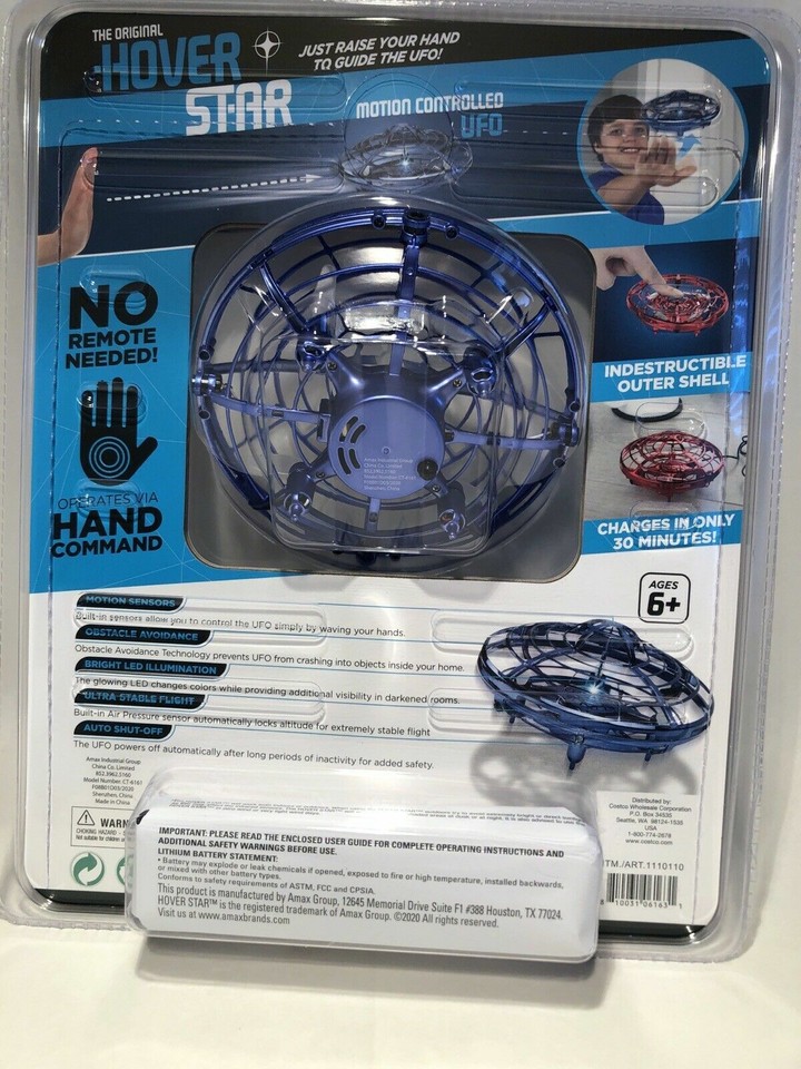 Hover Star Motion Controlled UFO Remote Hand Control Drone Blue In/Out ...