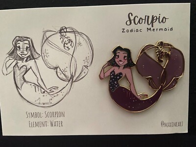 Maxine Art Mermaid Zodiac Enamel Pin - Scorpio 2022 | eBay