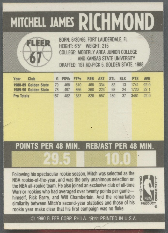 1990-1991 Fleer Basketball #67 Mitch Redmond Golden State Warriors | eBay