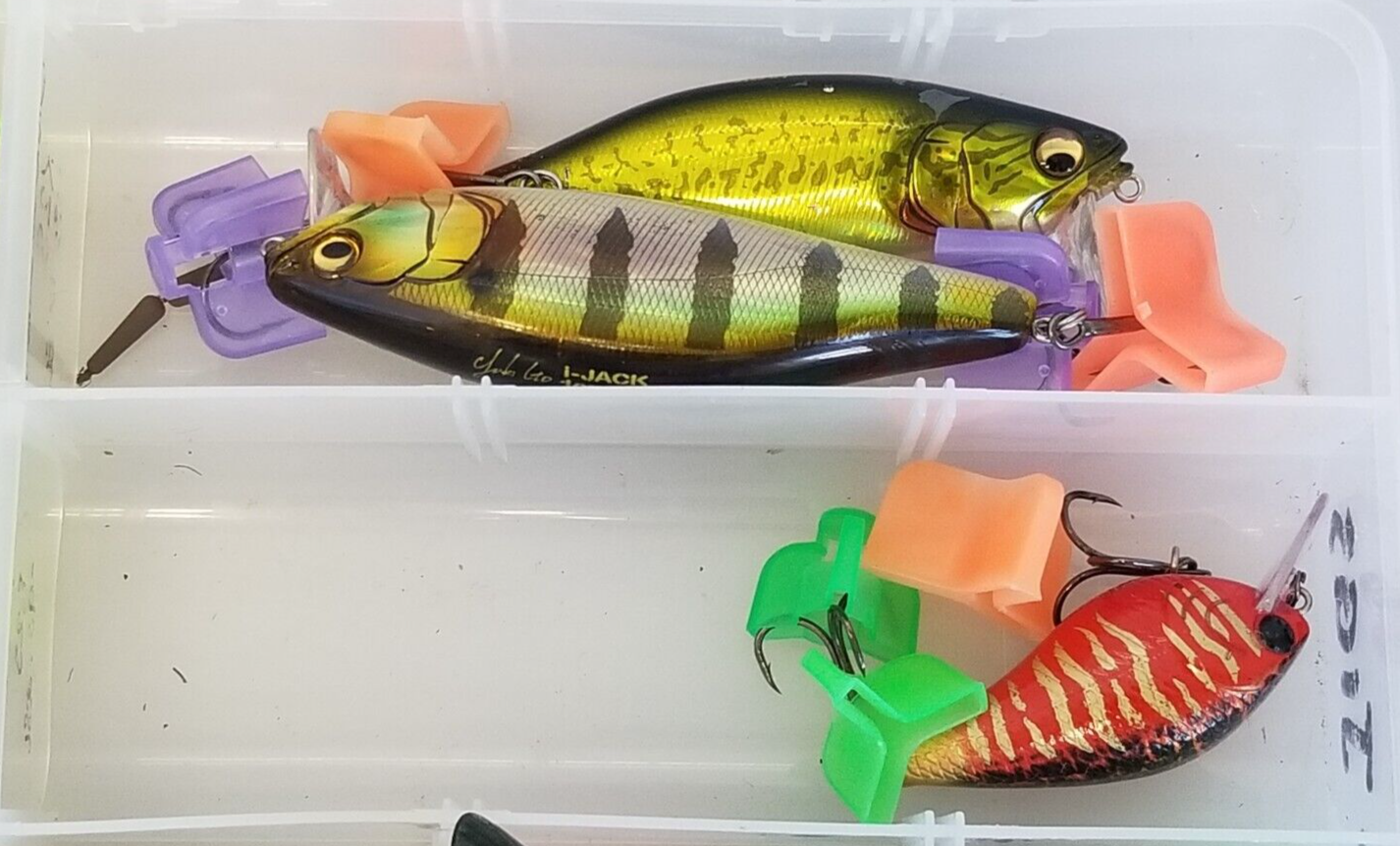 Fishing Lure Lot in Tackle Box, Frogs, Crawfish, Poppers, Swim Baits ...