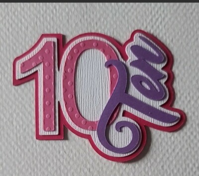 Birthday Age Title Number Ten Pink. Scrapbook, Card Making Paper ...